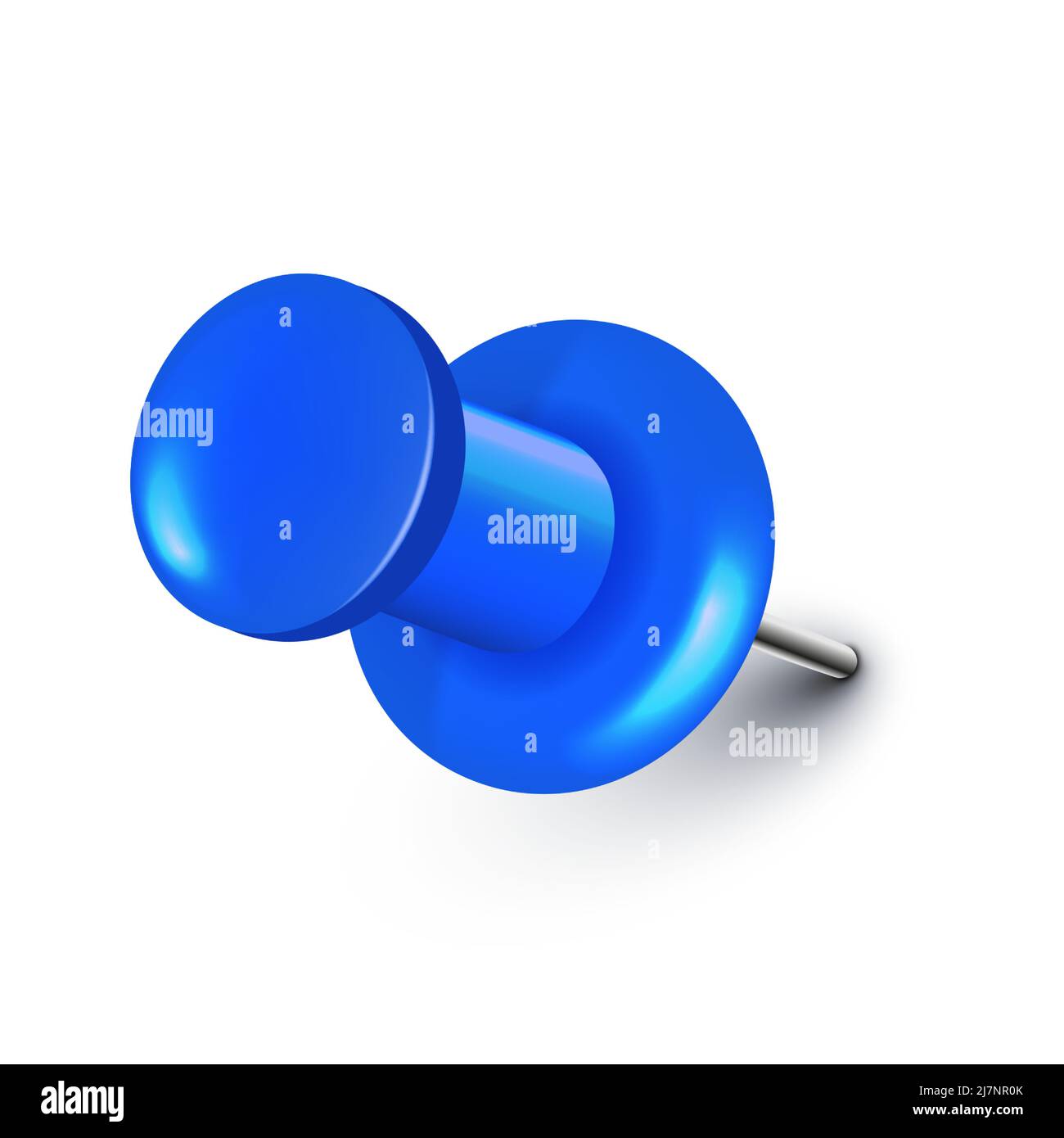 Realistic blue push pin. Board tack isolated on white background ...