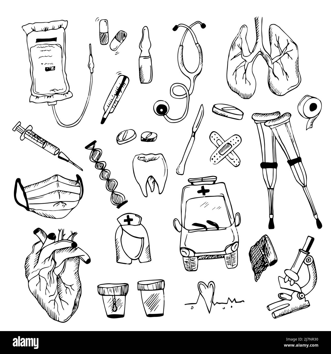 Hand drawn doodles, isolated vector objects on white background ...