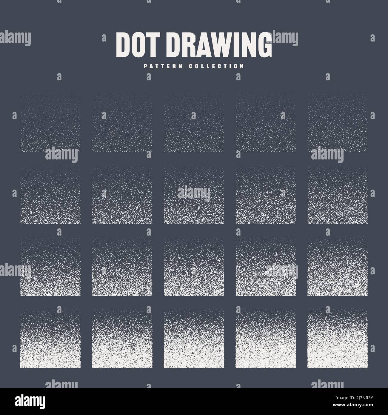 Square shaped dotted objects, stipple elements. Stippling, dotwork ...