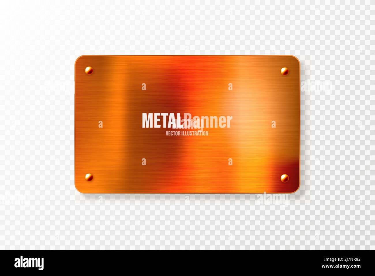 Realistic copper banner. Brushed stainless steel plate with rivets ...