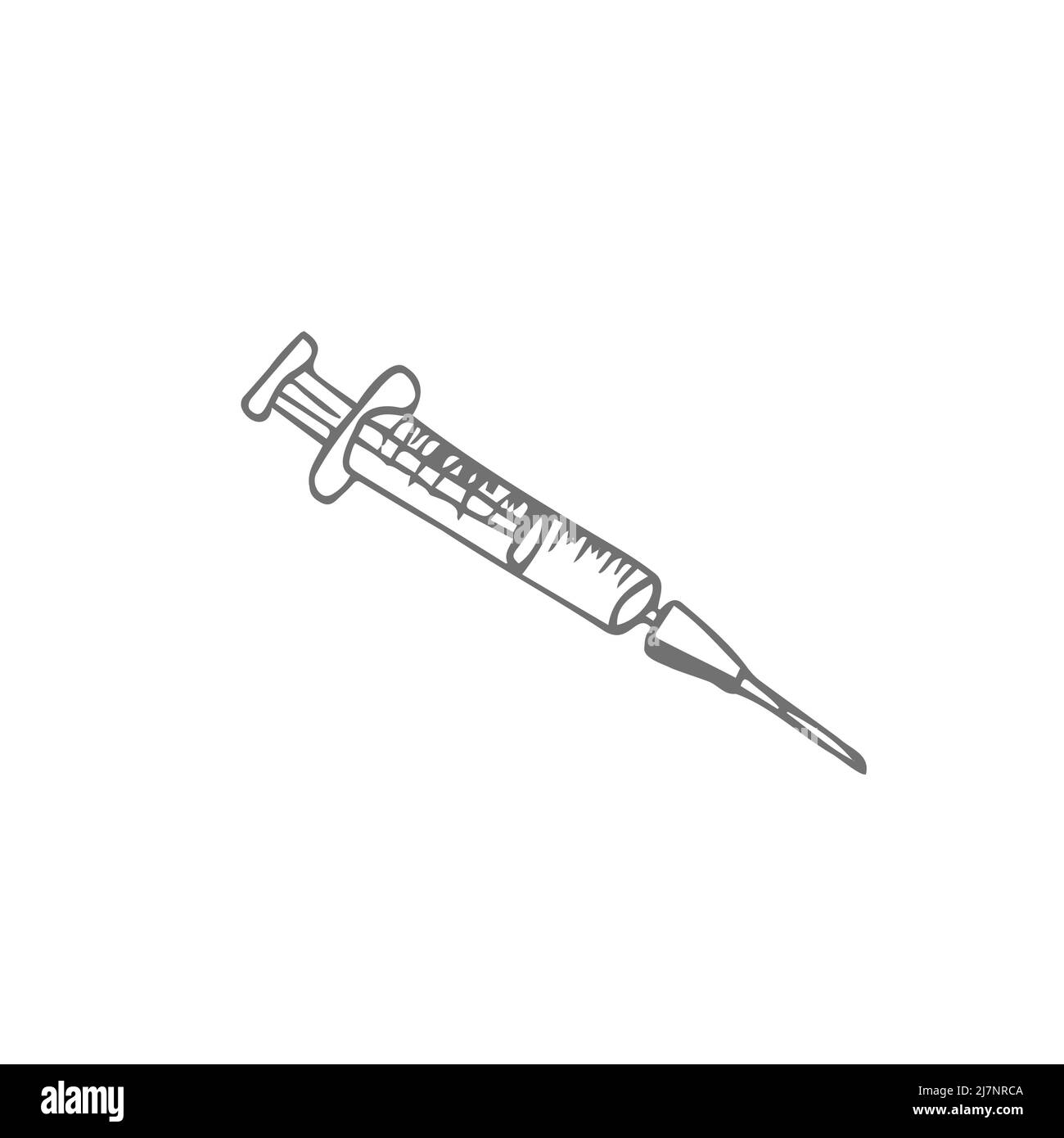 doodle Black Syringe icon isolated. Simple Vaccine Sign. Injection ...