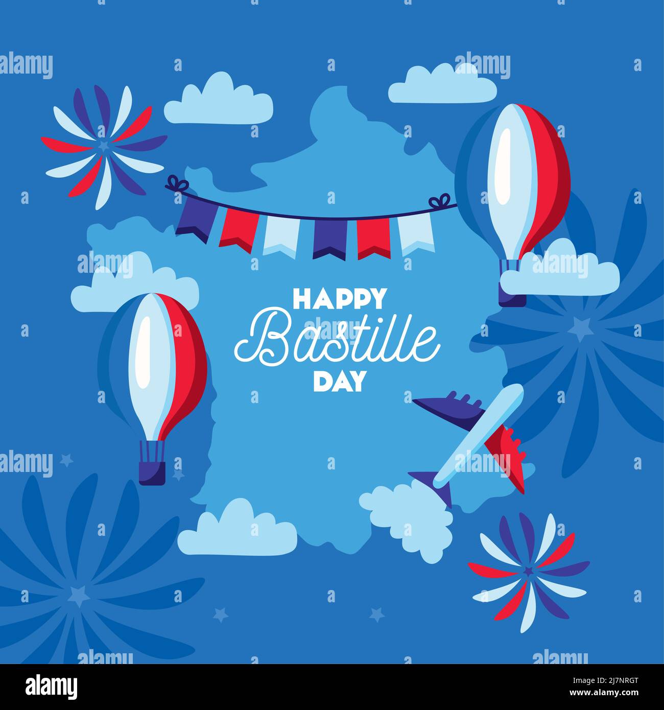 bastille day lettering postcard with map Stock Vector Image & Art - Alamy