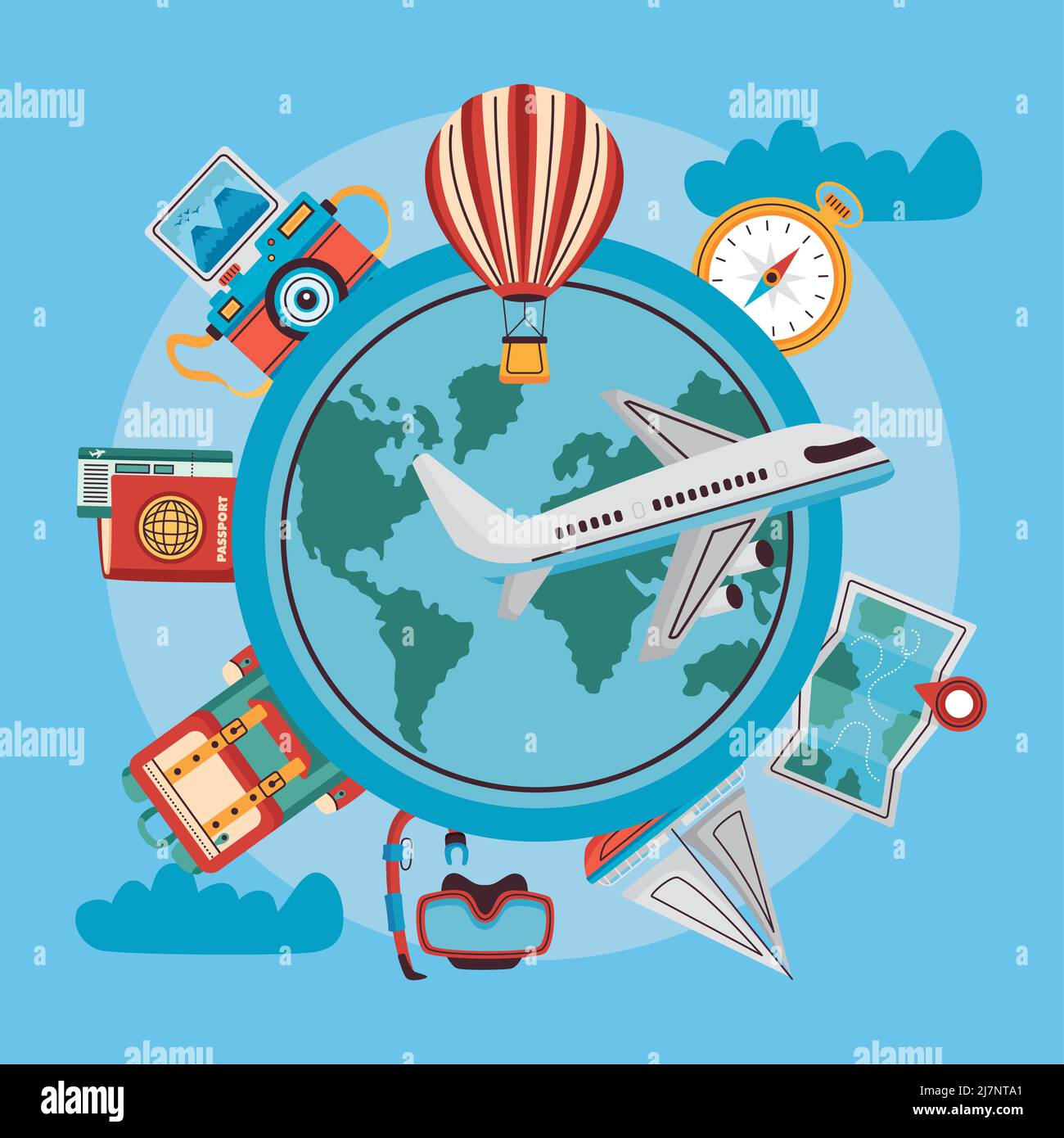 airplane flying around planet poster Stock Vector Image & Art - Alamy