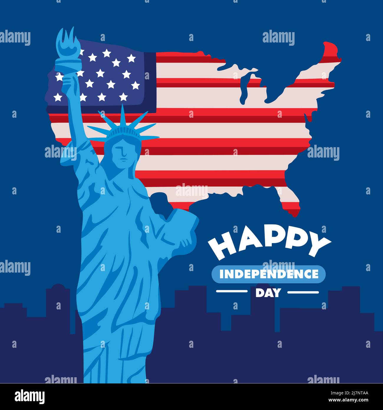 Usa independence day lettering postcard with map Stock Vector Image ...