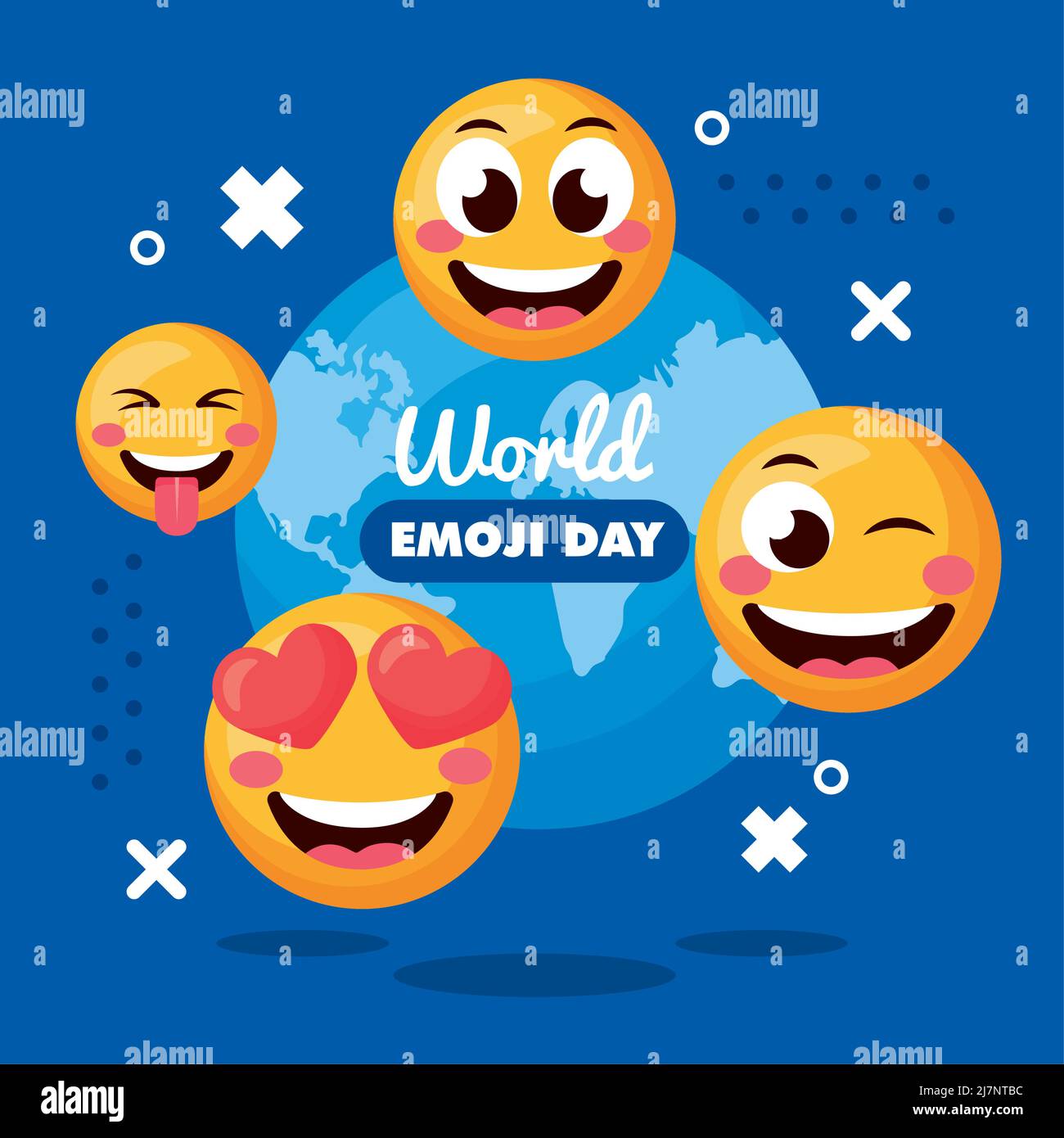 world emoji day lettering card with earth planet Stock Vector Image ...
