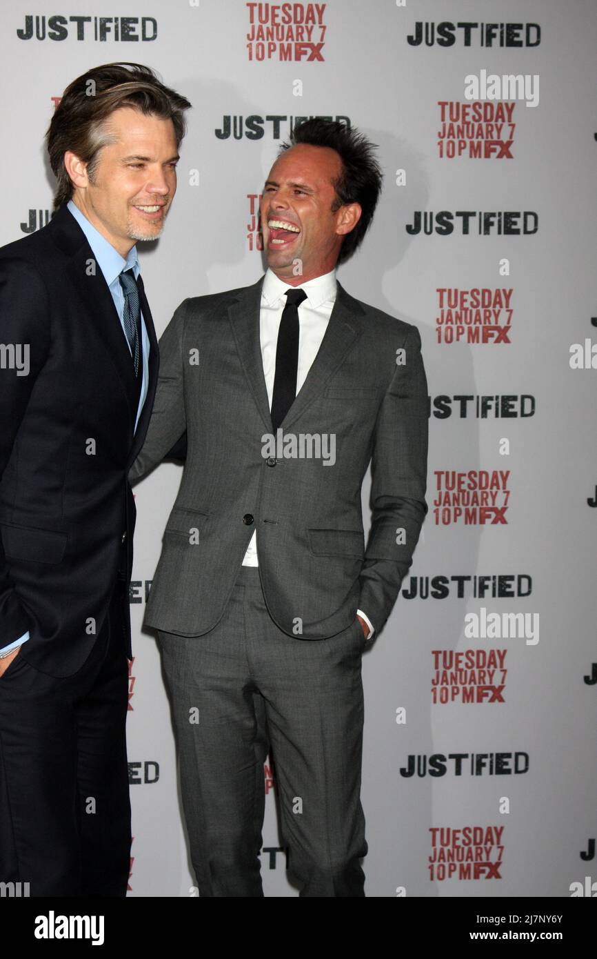 LOS ANGELES - JAN 6: Timothy Olyphant, Walton Goggins at the "Justified ...