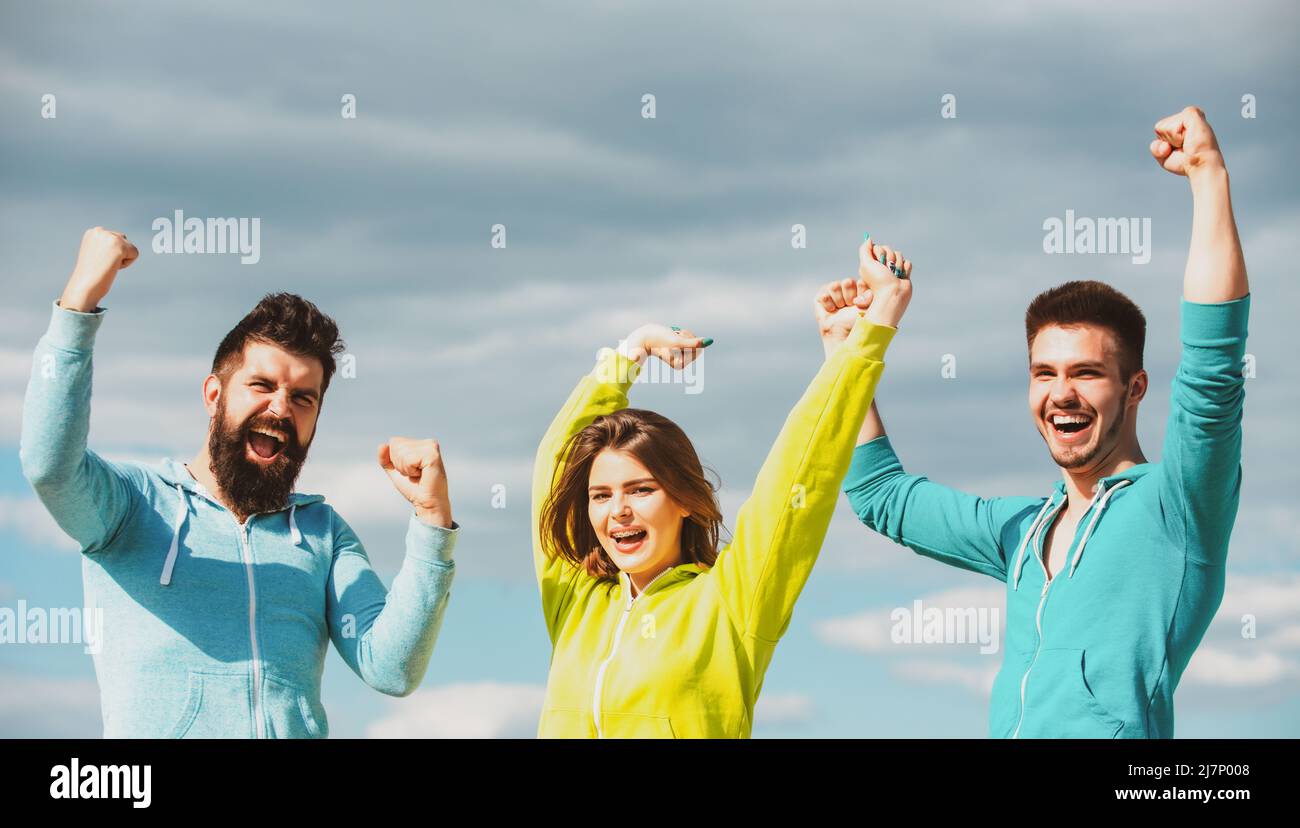 Excited business people. Amazed colleagues. Excited office workers ...