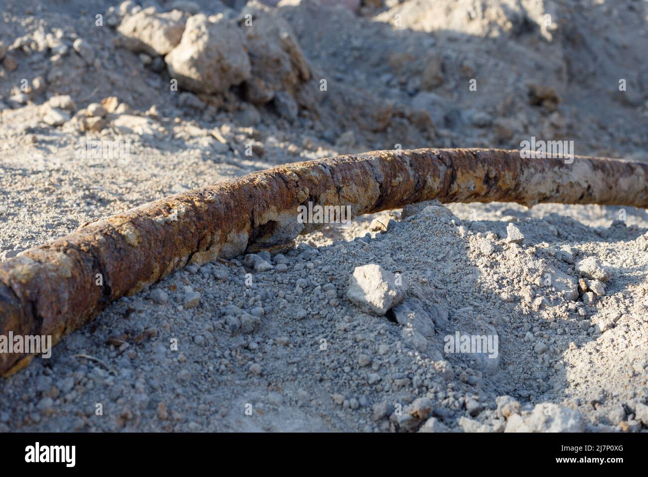 Old earth cable, signs of corrosion. Telecommunications cable Stock ...