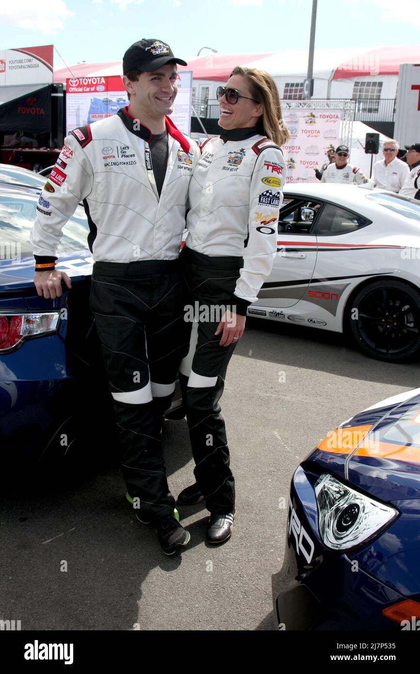 LOS ANGELES - APR 1: Sam Witwer, Tricia Helfer at the Toyota Grand Prix ...
