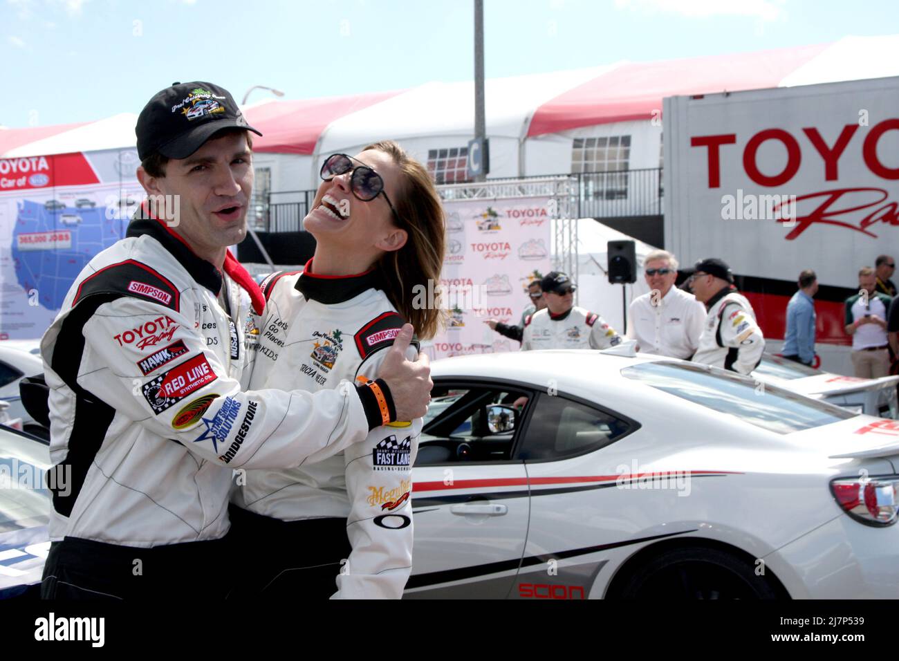 LOS ANGELES - APR 1: Sam Witwer, Tricia Helfer at the Toyota Grand Prix ...