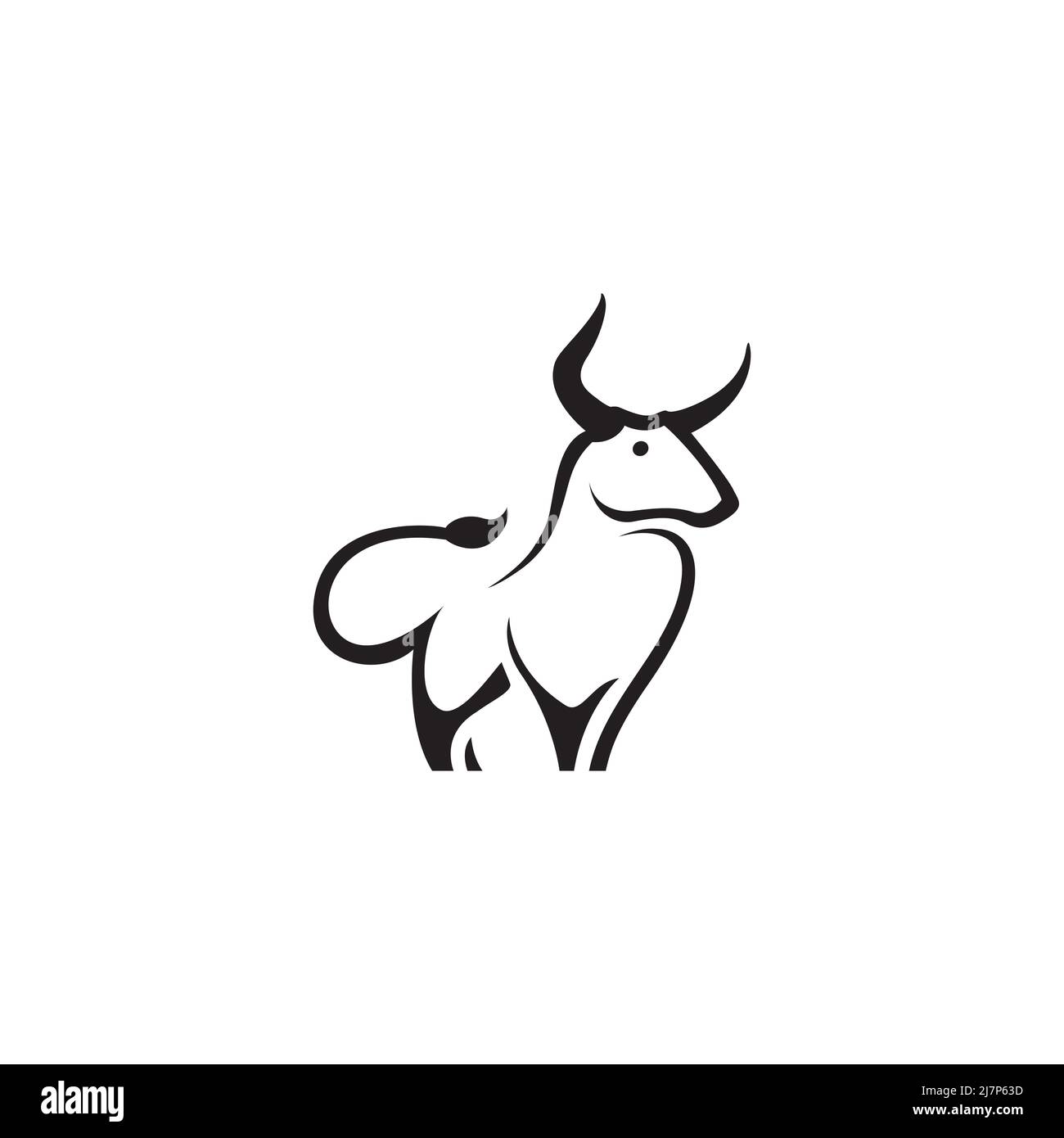 line art bull isolated on white, logo vector Stock Photo - Alamy