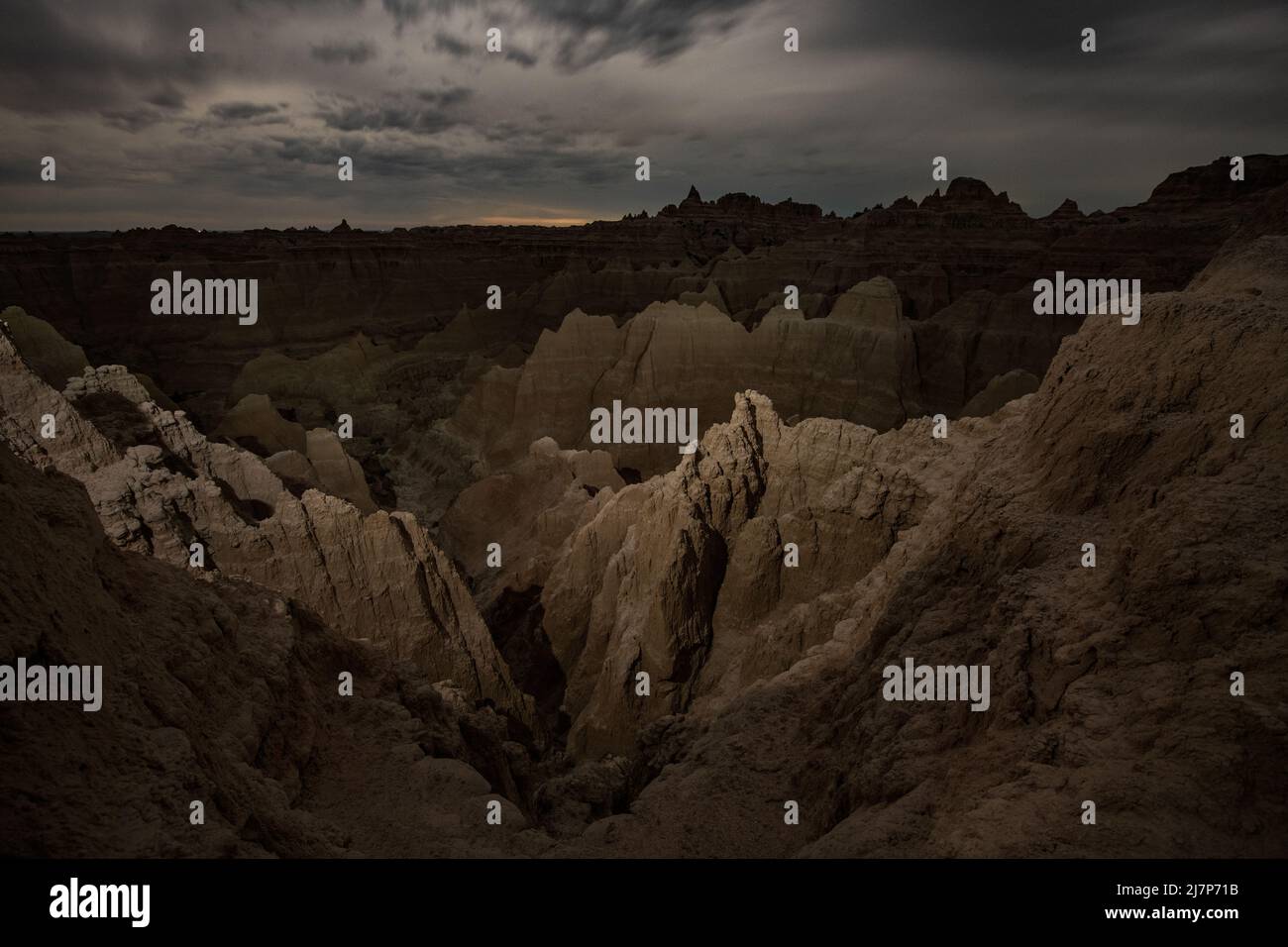Lightpainting the hills of the Badlands National Park Stock Photo - Alamy