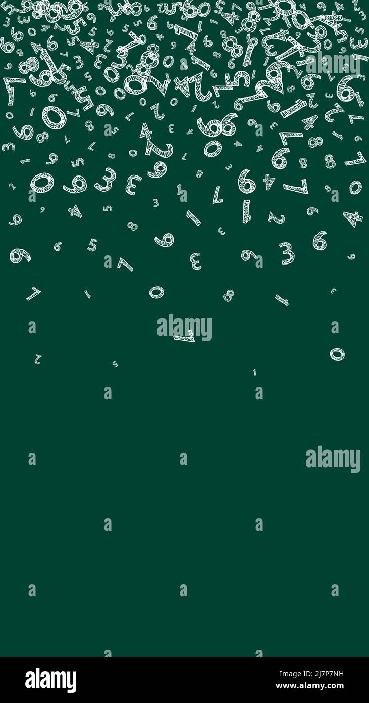 Falling childish chalk numbers. Math study concept with flying digits ...