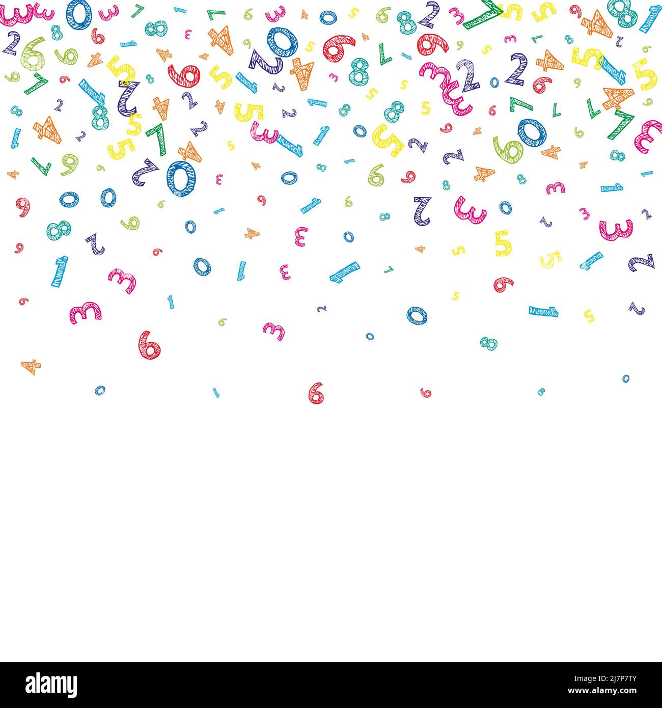 Falling colorful messy numbers. Math study concept with flying digits ...