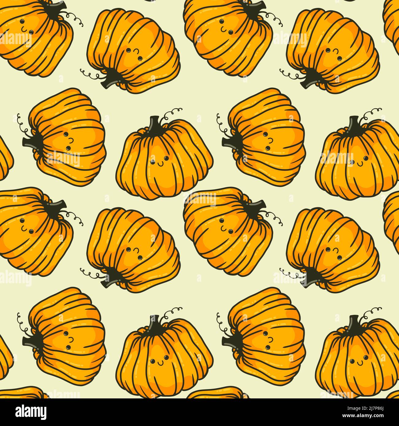 Halloween seamless cute pumpkins pattern for textiles and packaging and ...