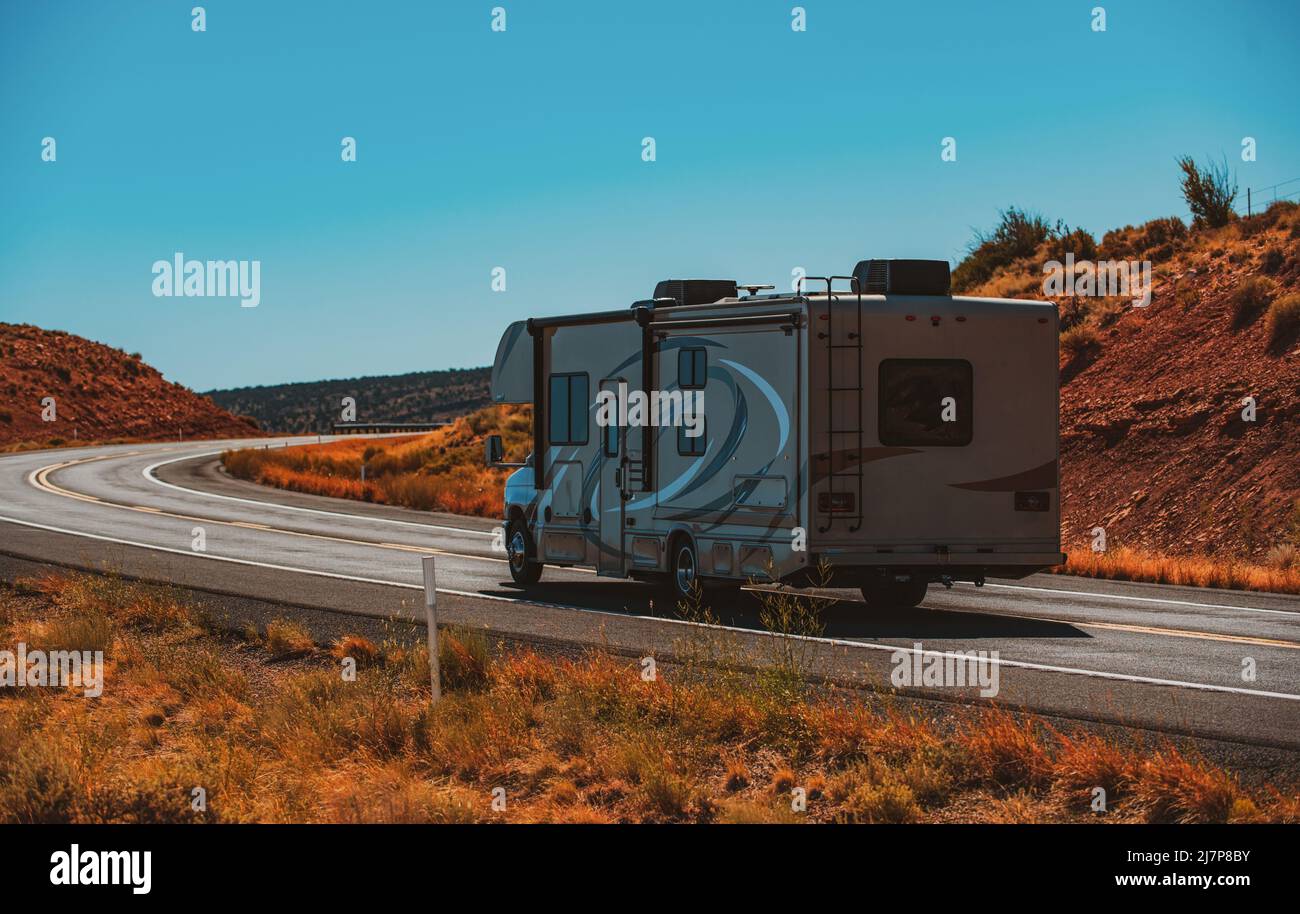 Vacation on the American Road 66. Traveling in Camper Van. Family ...