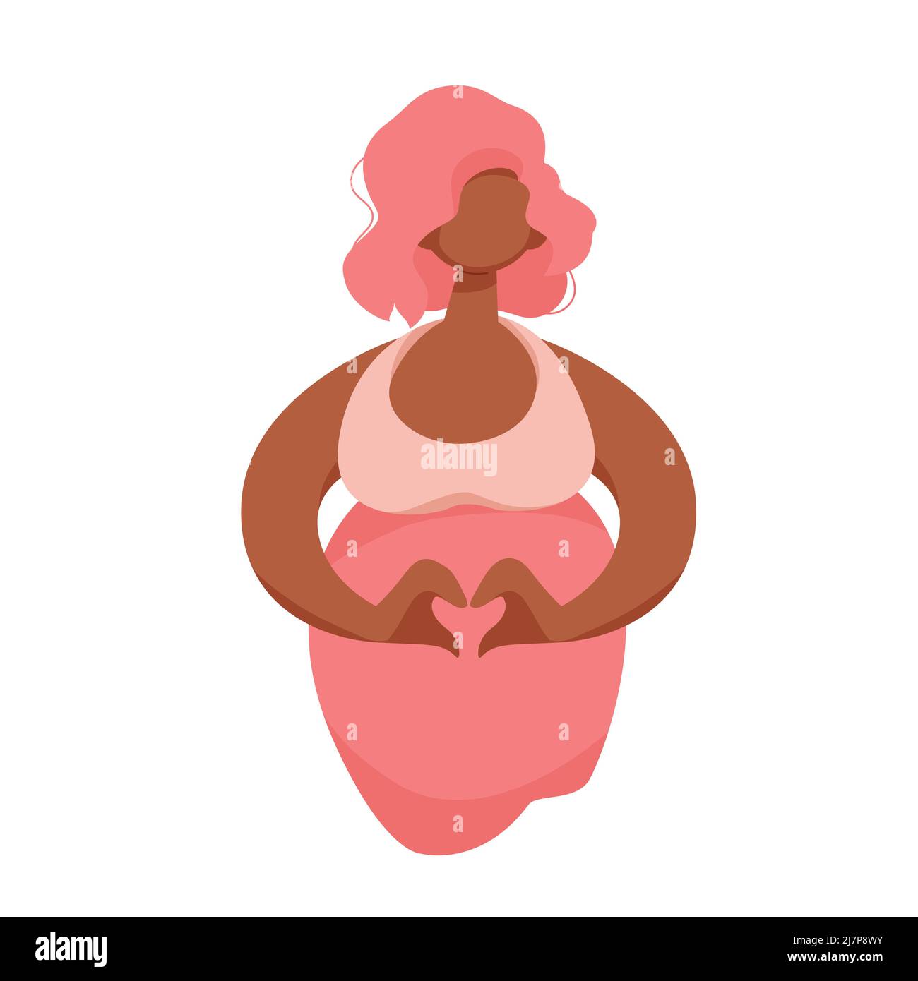 Cute Pregnant Girl Front View Minimalistic Flat Stock Vector Image ...