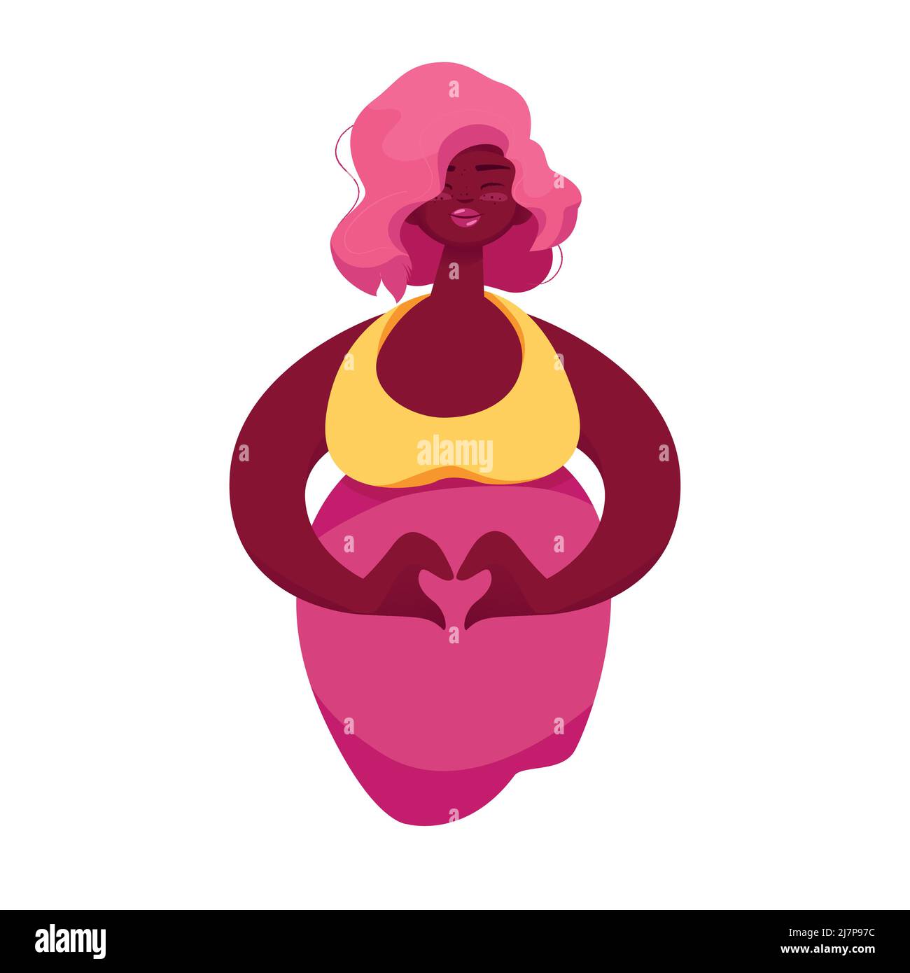 Cute Pregnant Girl Fashion Outfit with Heart Sign Stock Vector Image ...