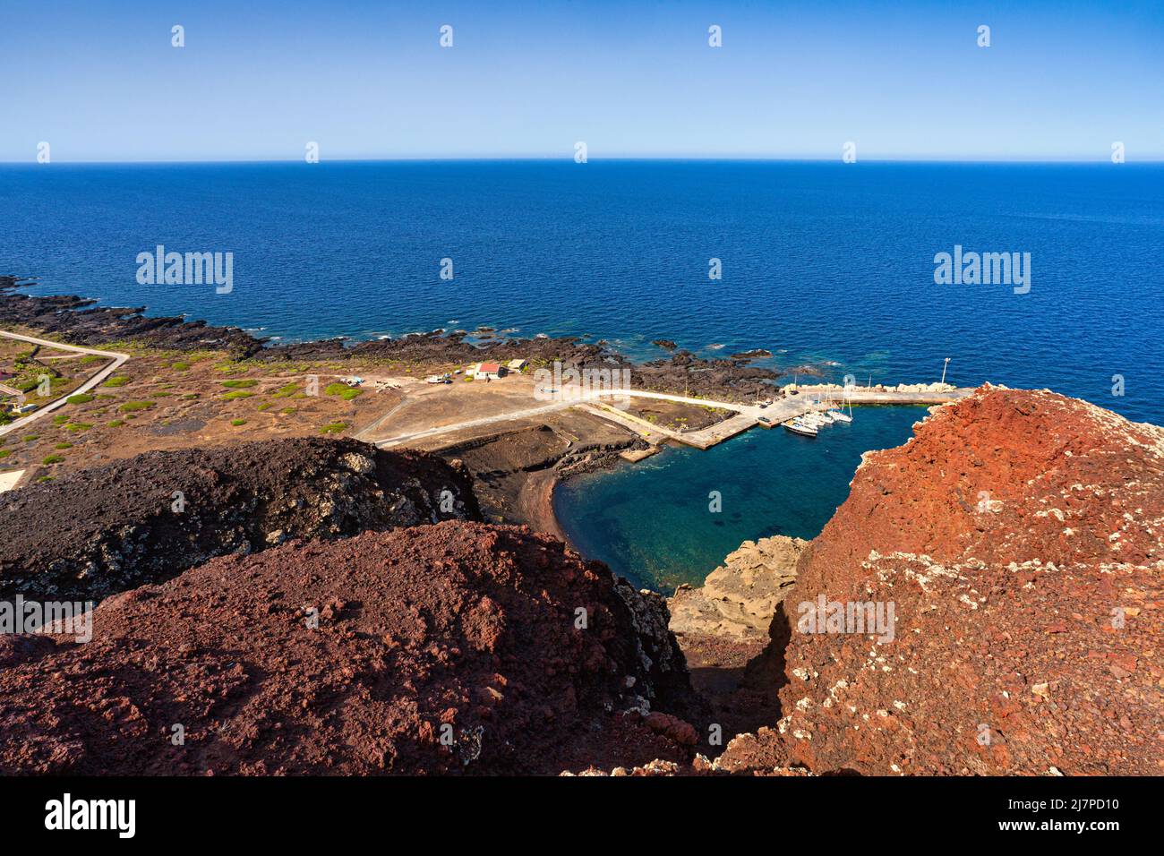 Top view of the beach called Cala Pozzolana di Ponente from the top of ...