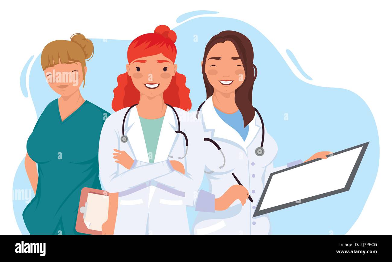 three female doctors staff characters Stock Vector Image & Art - Alamy