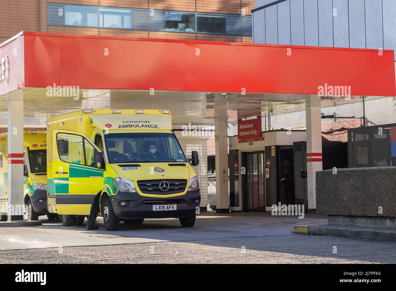 Ambulances queued at St Thomas' Hospital A&E department Featuring ...