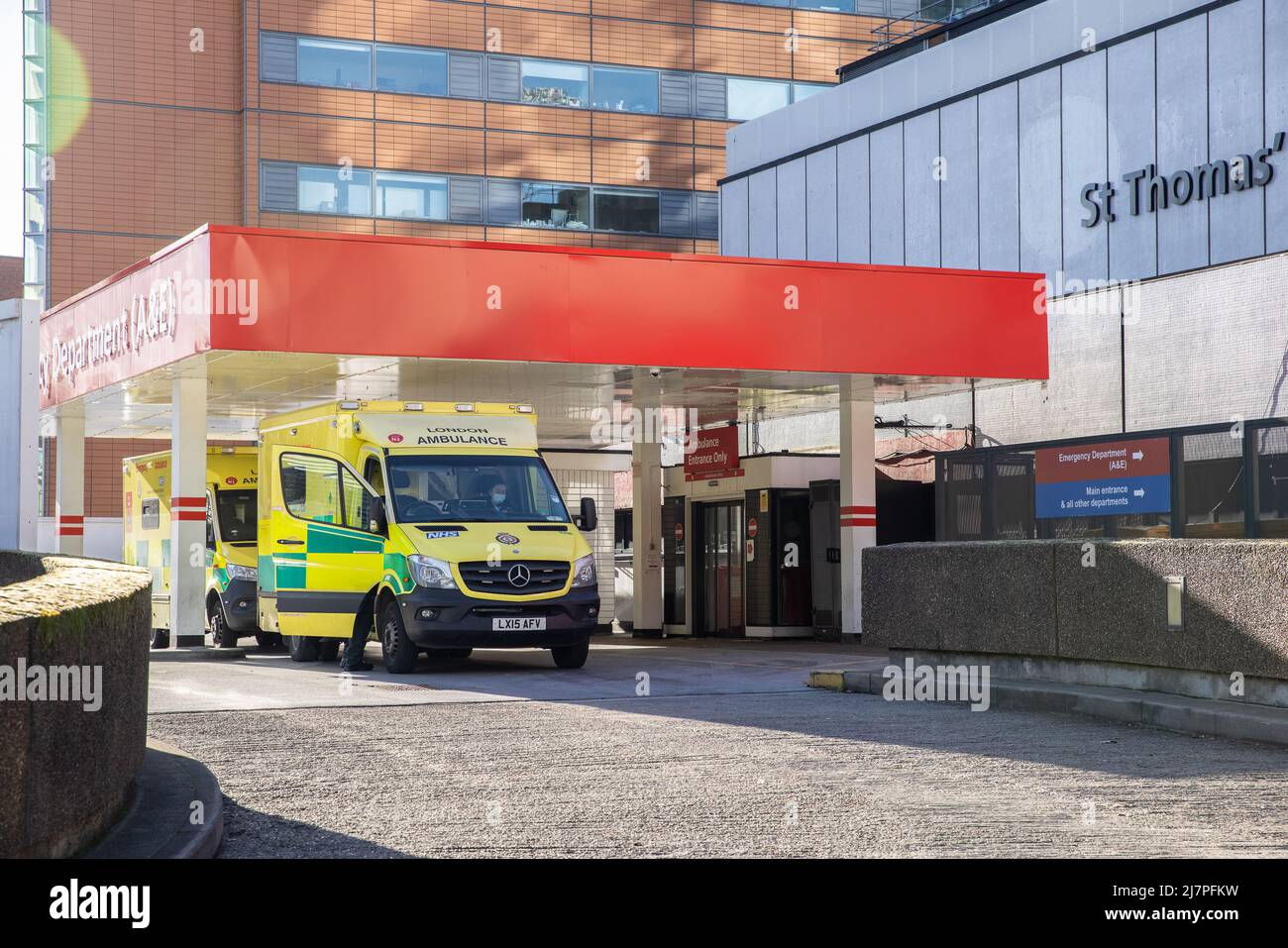 Ambulances queued at St Thomas' Hospital A&E department Featuring ...