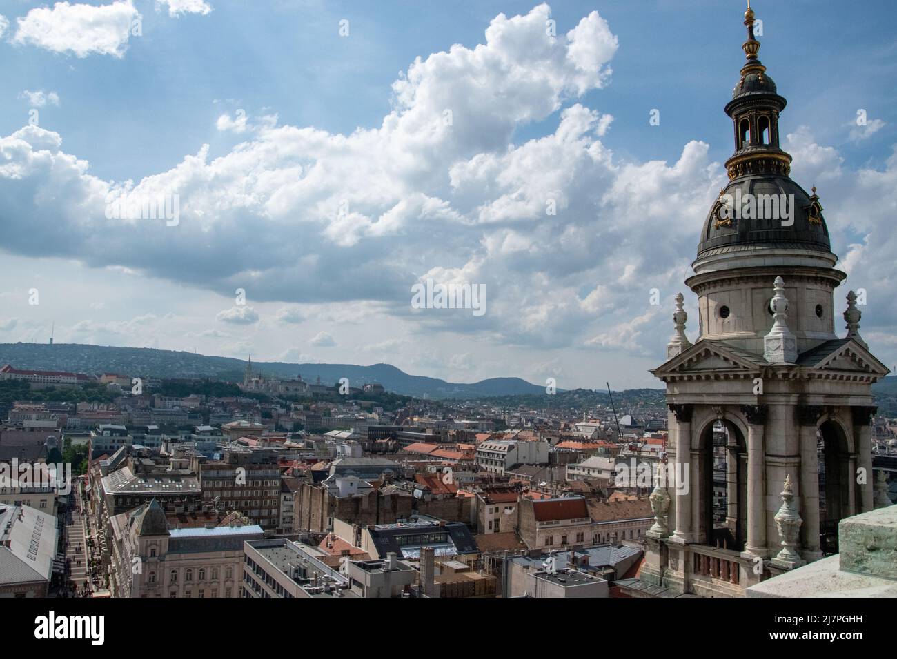 One of two towers on St. Peter's Basilica, Budapest, Hungary Stock ...