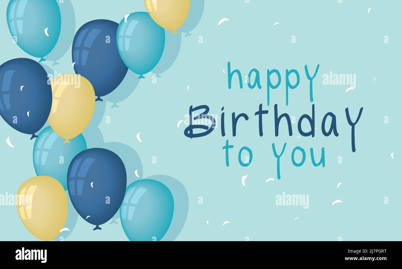 happy birthday lettering poster with balloons helium Stock Vector Image ...