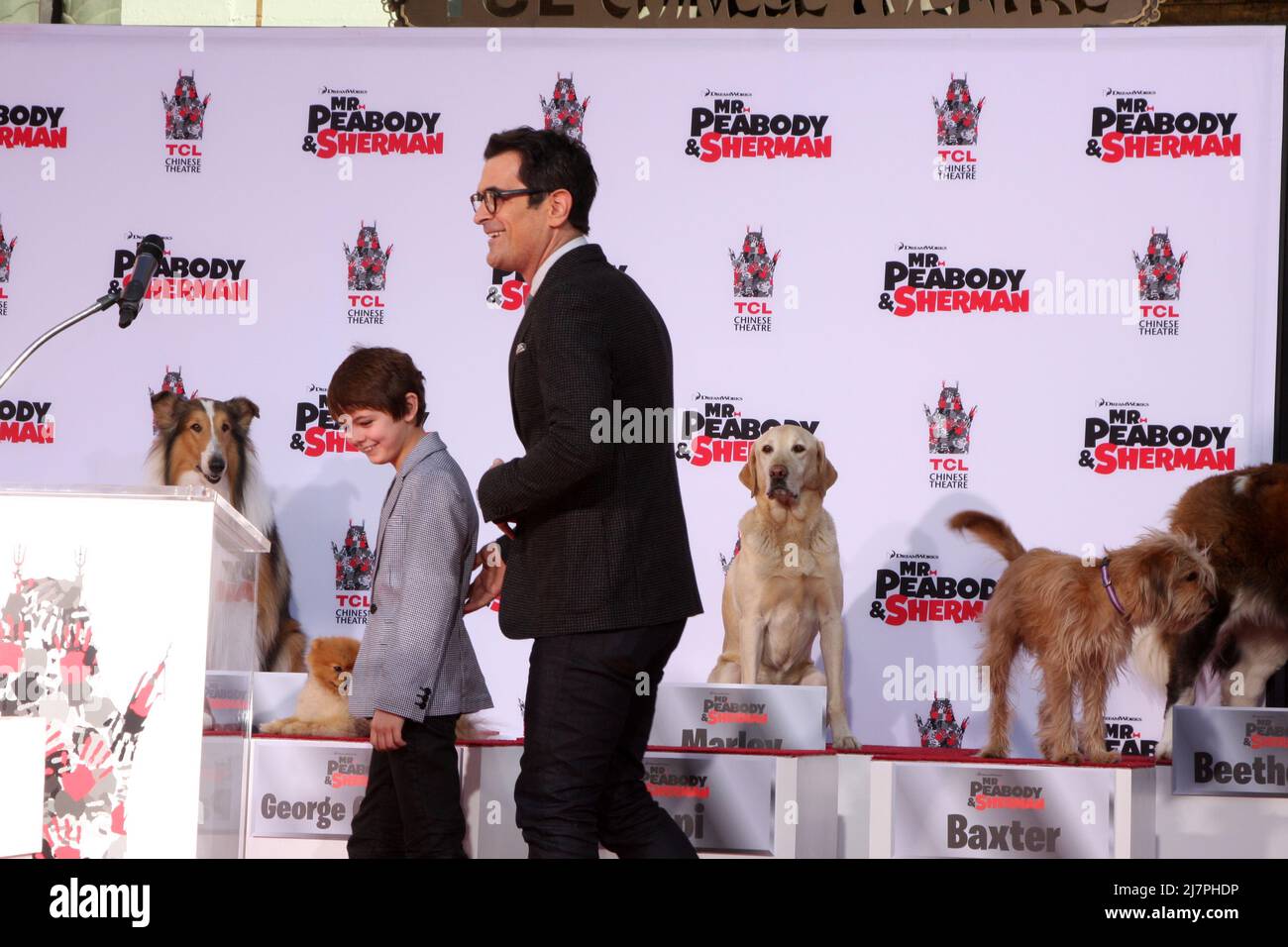 LOS ANGELES - FEB 14: Max Charles, Ty Burrell at the Mr. Peabody ...