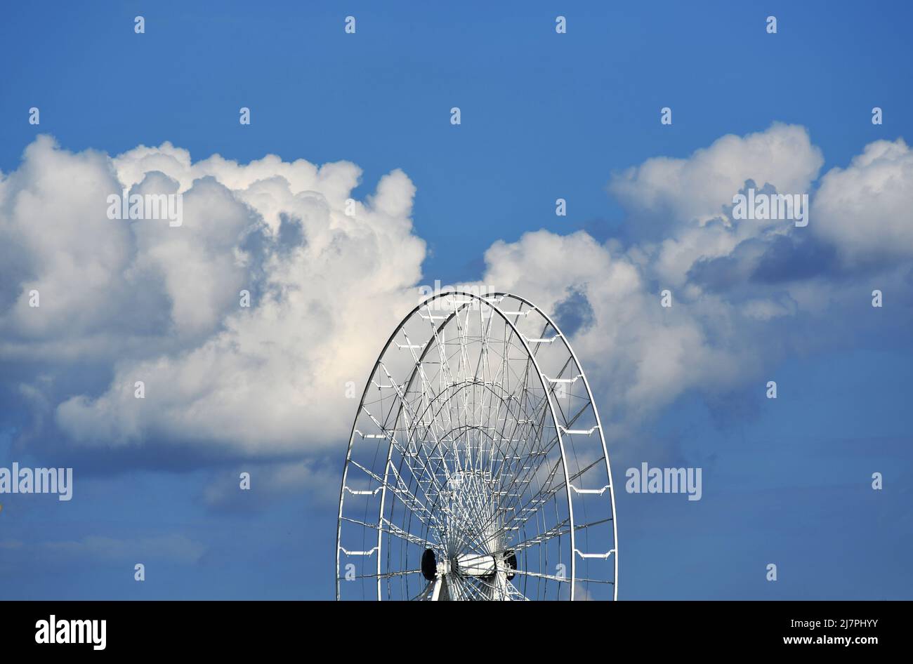 BIG WHEEL: The upper half of a Ferris wheel at the American Dream mall ...