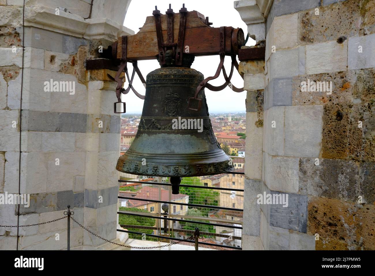 Bells atop the Leaning Tower of Pisa in Pisa, Italy Stock Photo - Alamy