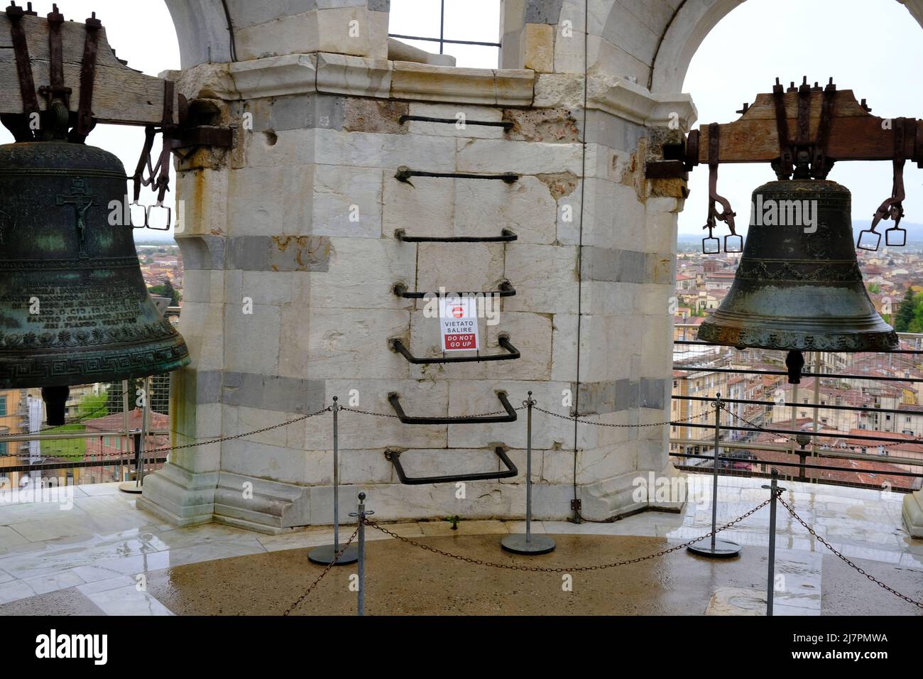 Bells atop the Leaning Tower of Pisa in Pisa, Italy Stock Photo - Alamy