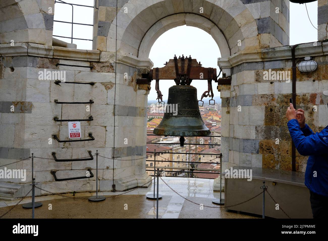 Bells atop the Leaning Tower of Pisa in Pisa, Italy Stock Photo - Alamy