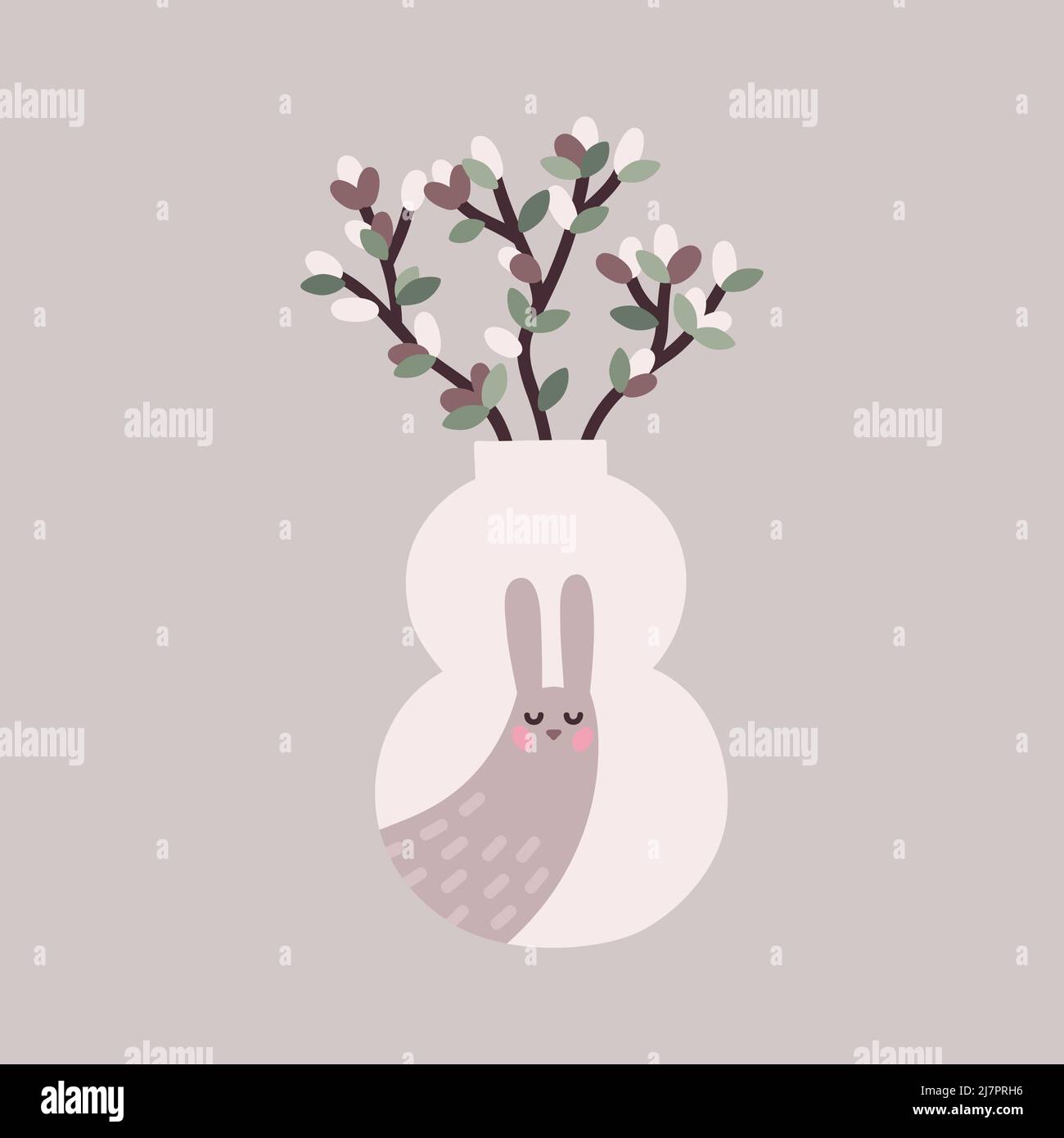 Spring greeting card cute Stock Vector Images - Alamy