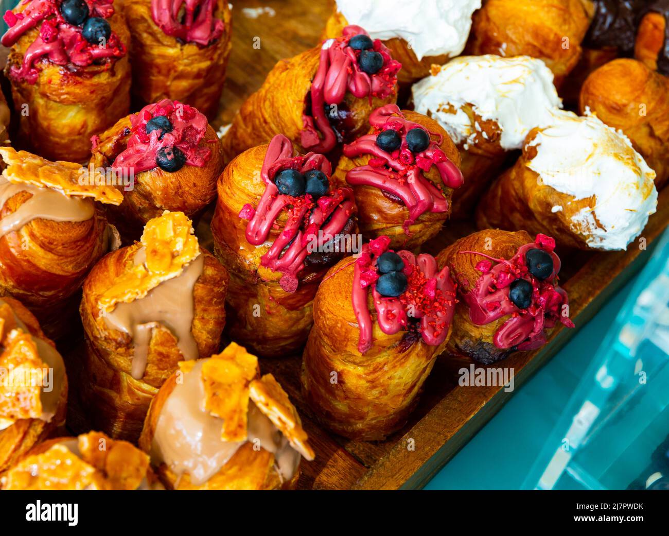 Traditional Turkish custard cakes on shop window Stock Photo - Alamy