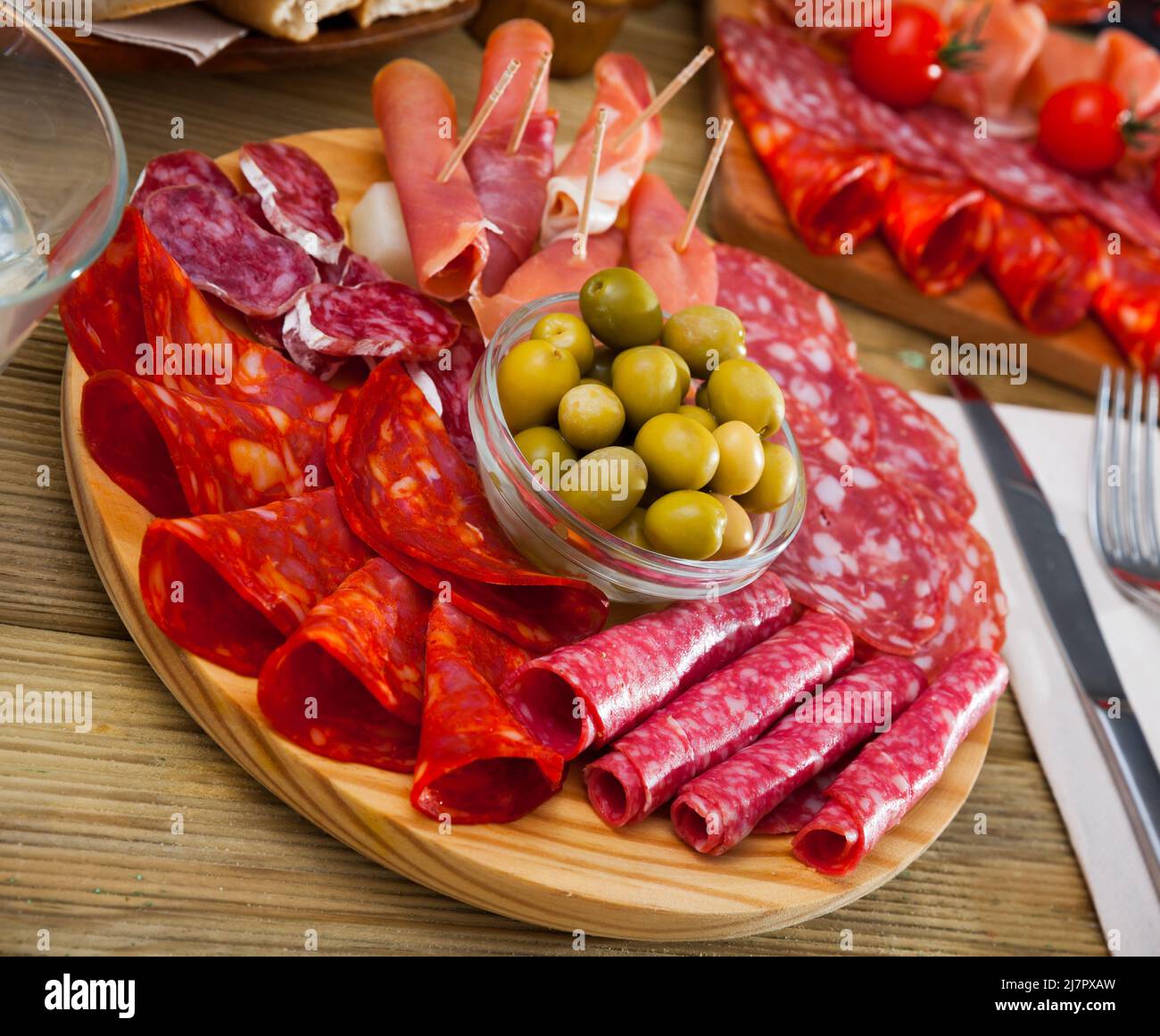 Spanish meat antipasto platter Stock Photo - Alamy
