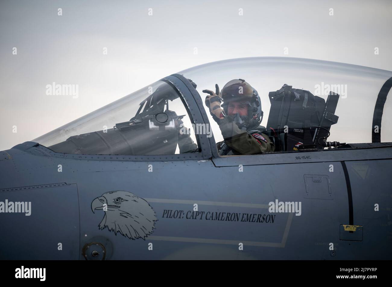 A U.S. Air Force F-15C Eagle pilot with the 131st Fighter Squadron ...