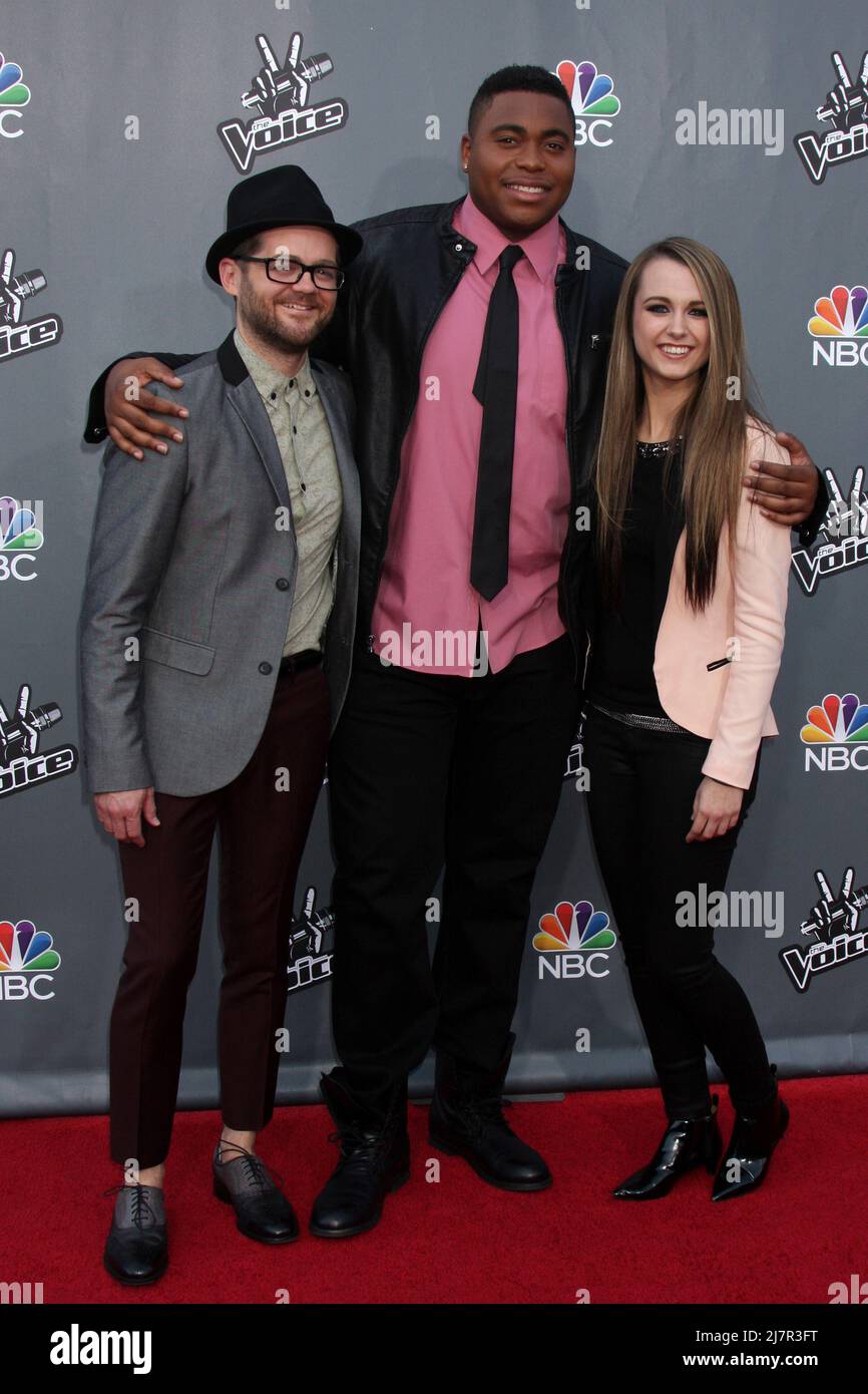 LOS ANGELES - APR 15: Josh Kaufman, T.J. Wilkins, Bria Kelly at the NBC ...