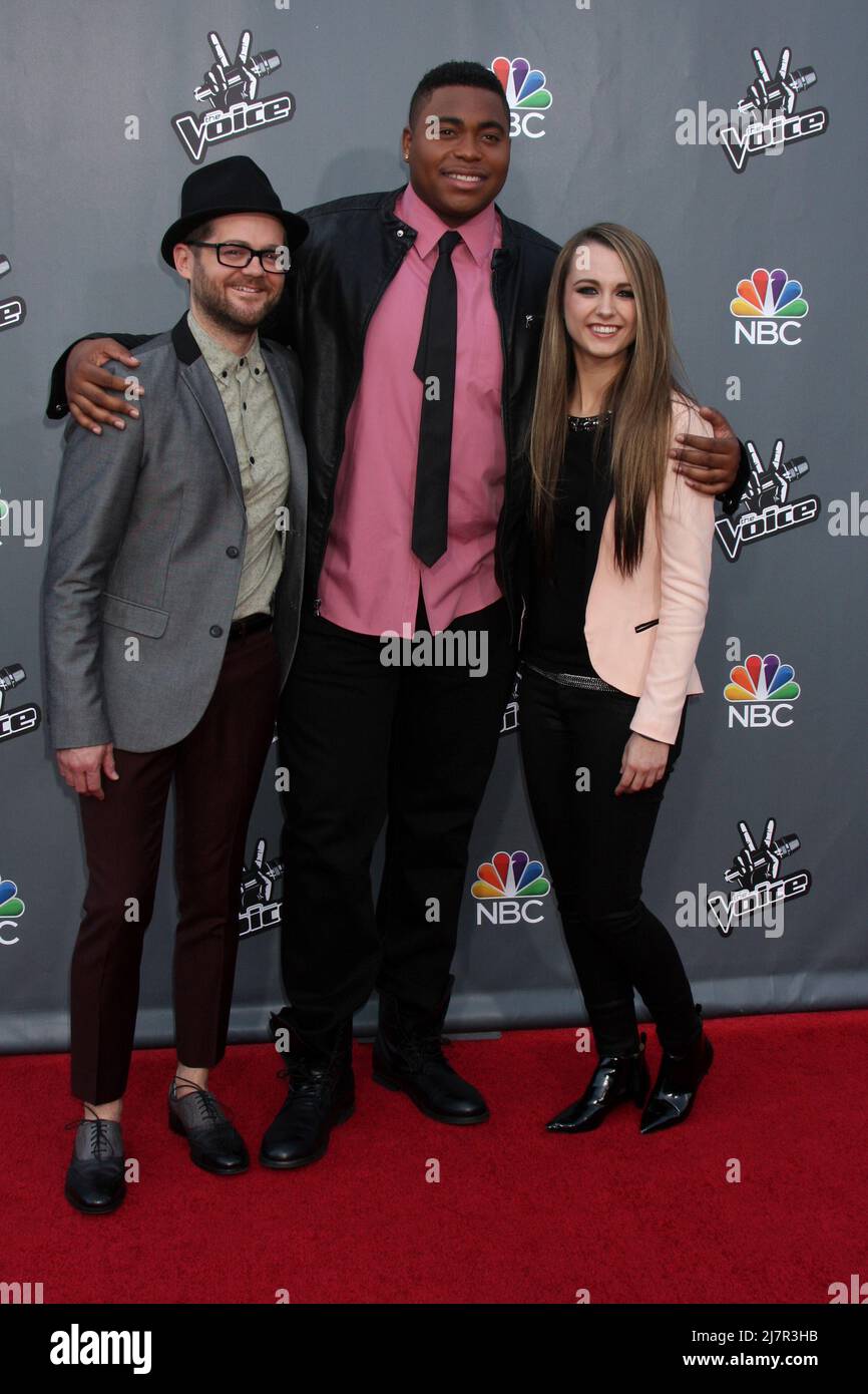 LOS ANGELES - APR 15: Josh Kaufman, T.J. Wilkins, Bria Kelly at the NBC ...