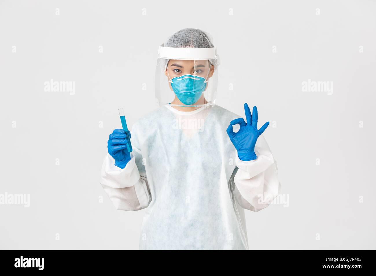 Covid-19, coronavirus disease, healthcare workers concept. Serious ...