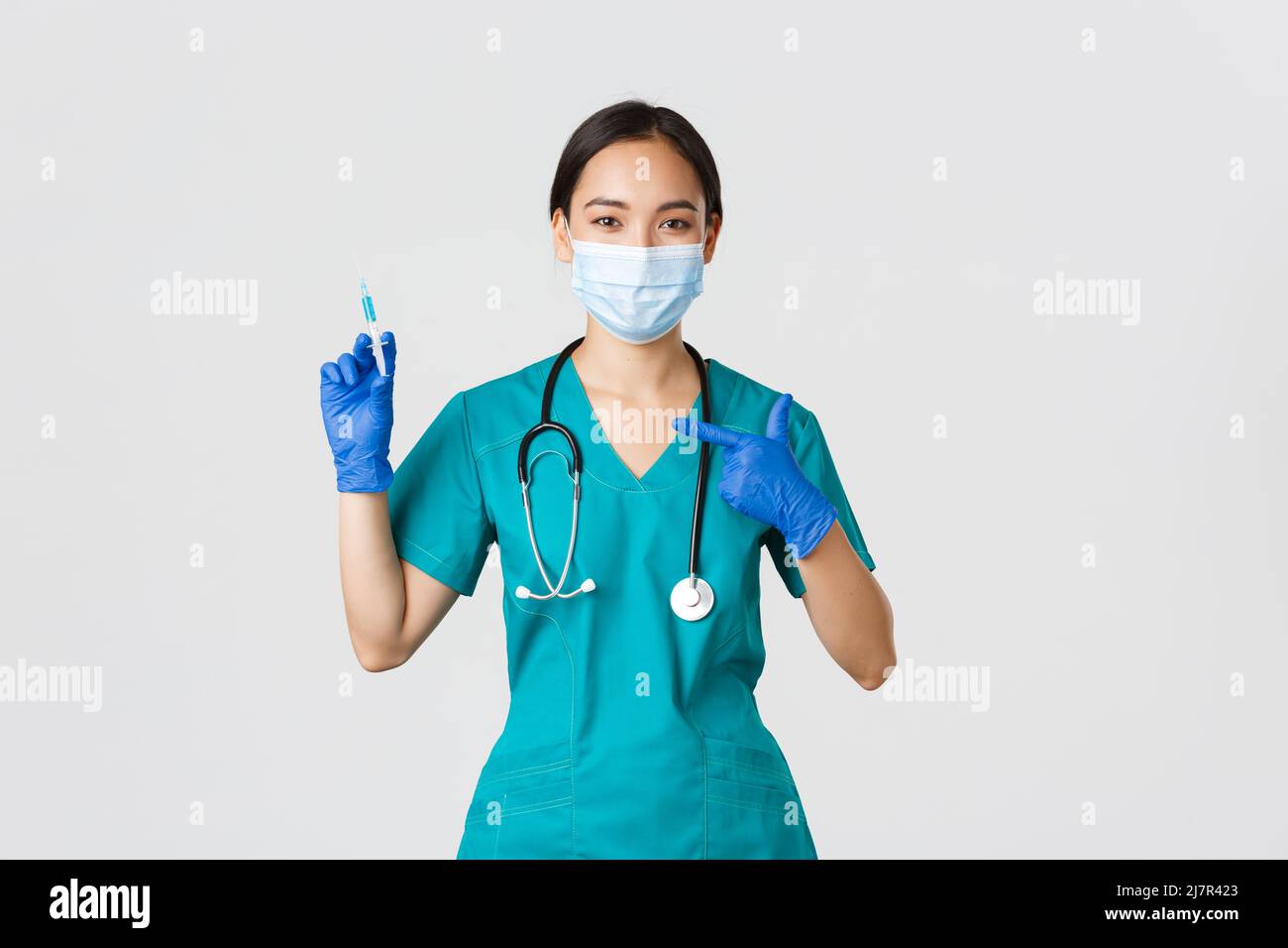 Covid-19, coronavirus disease, healthcare workers concept. Confident ...