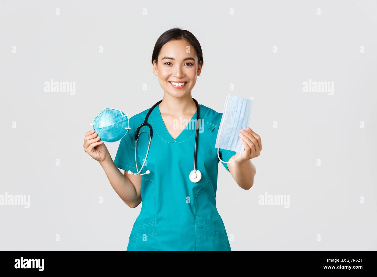 Covid-19, coronavirus disease, healthcare workers concept. Pleasant ...