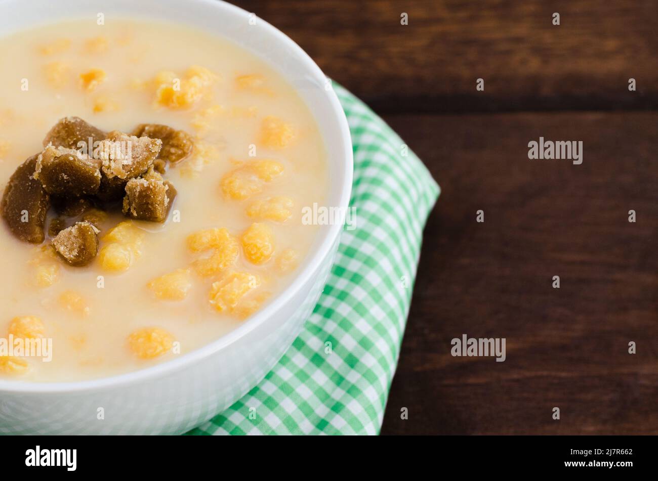 Traditional Colombian food called mazamorra,based on cooked corn ...
