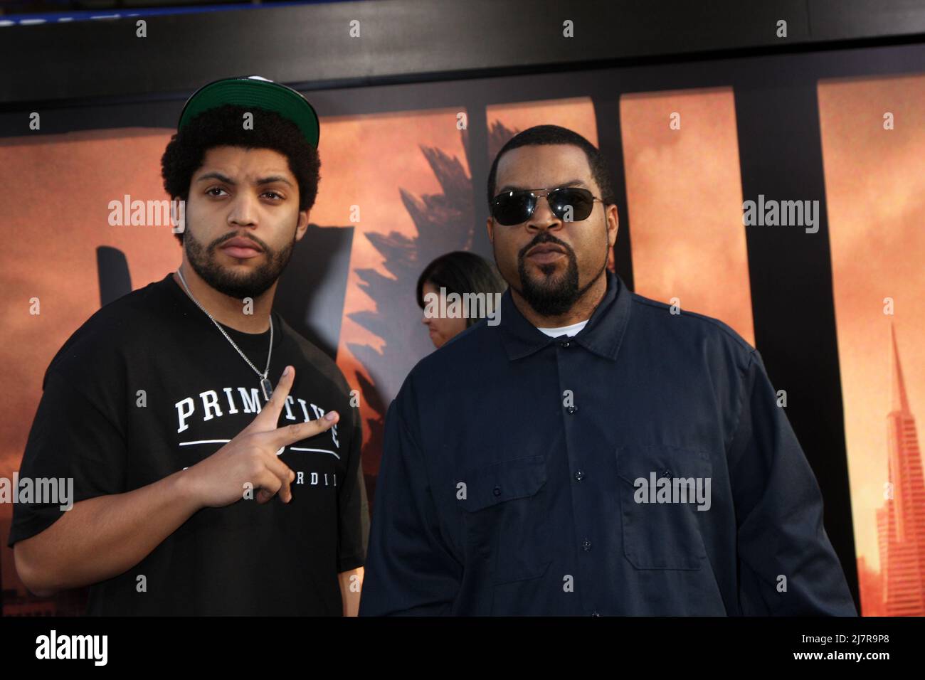 LOS ANGELES - MAY 8: Ice Cube, son at the "Godzilla" Premiere at Dolby ...