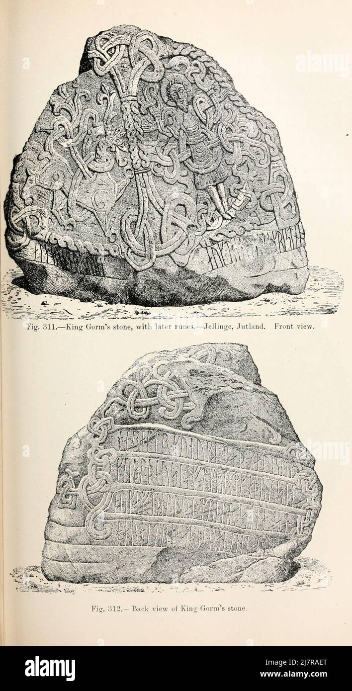 King Gorm's stone, 19th century illustration Stock Photo - Alamy