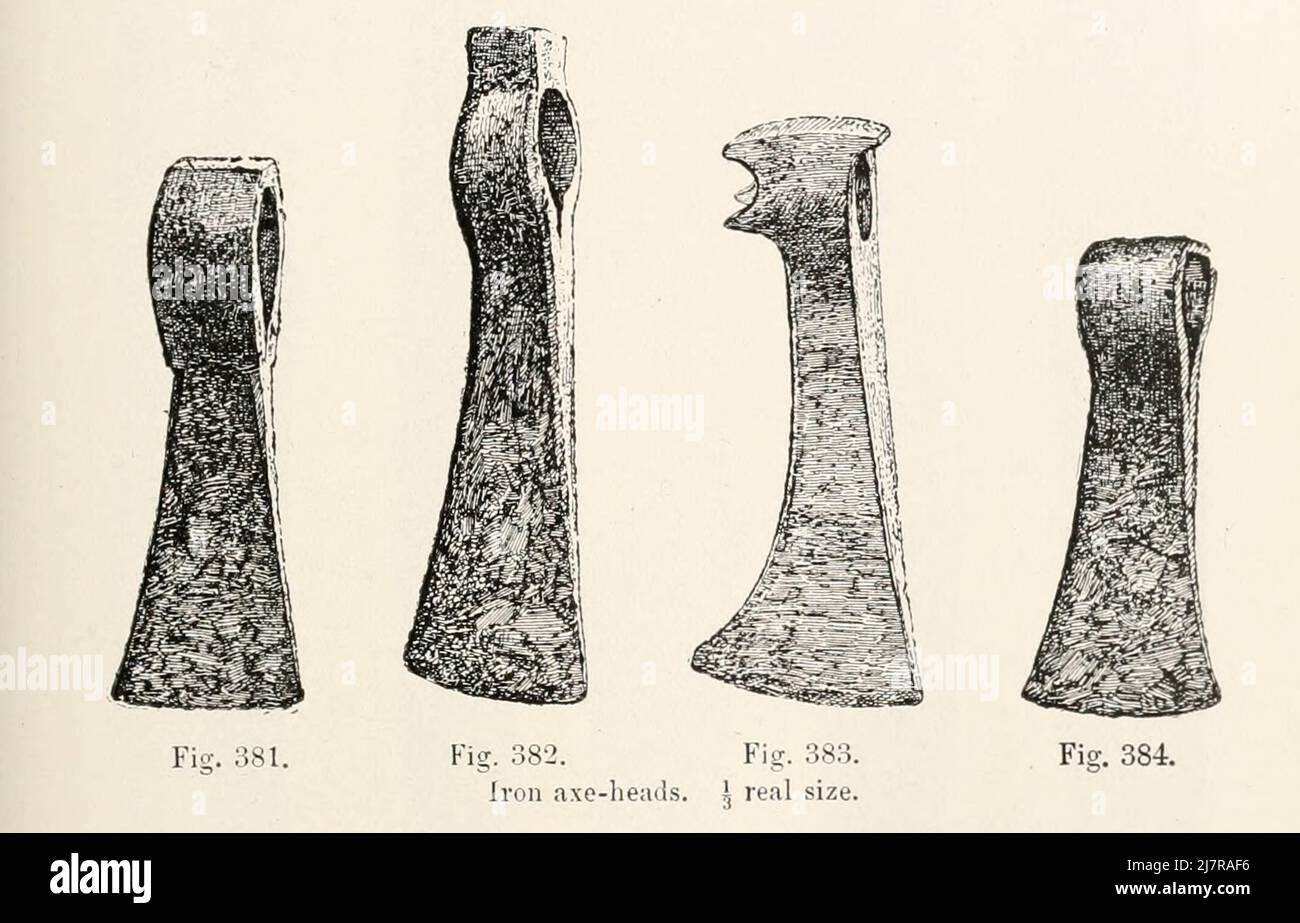 Iron axe heads, 19th century illustration Stock Photo - Alamy