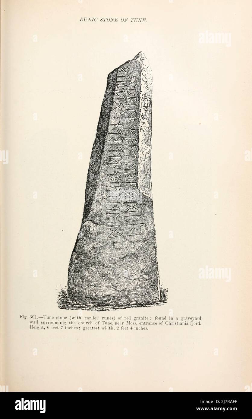 Tune stone with runes, 19th century illustration Stock Photo - Alamy