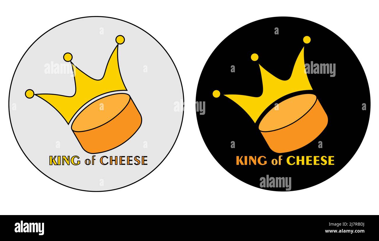 abstract minimal logo of the king of cheese with a crown in two ...