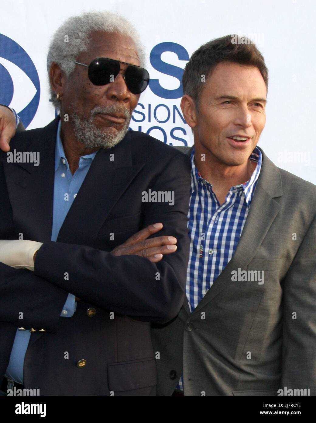 LOS ANGELES - MAY 19: Morgan Freeman, Tim Daly at the CBS Summer Soiree ...