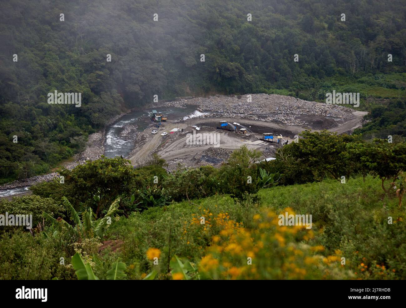 Gold mining on the river La Union next to Villa Libertad Licoma, North ...